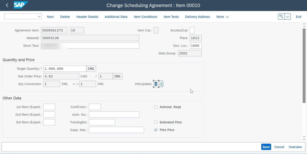 Scheduling Agreements in MM using SAP S4/HANA